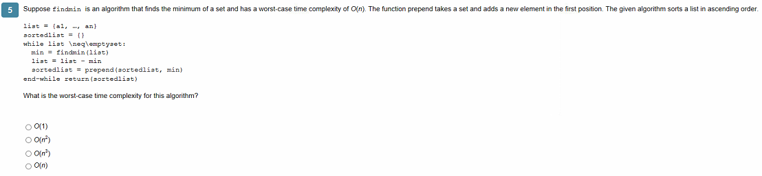 Solved Suppose Findmin Is An Algorithm That Finds The