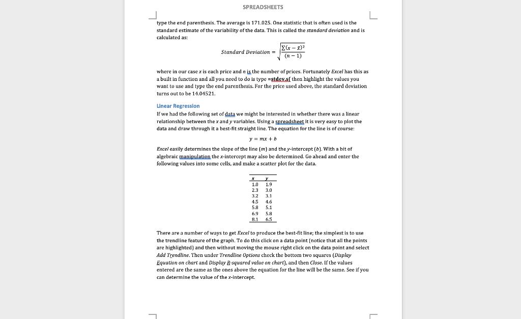 Solved Lab 4 - Spreadsheets You will need Microsoft Excel | Chegg.com
