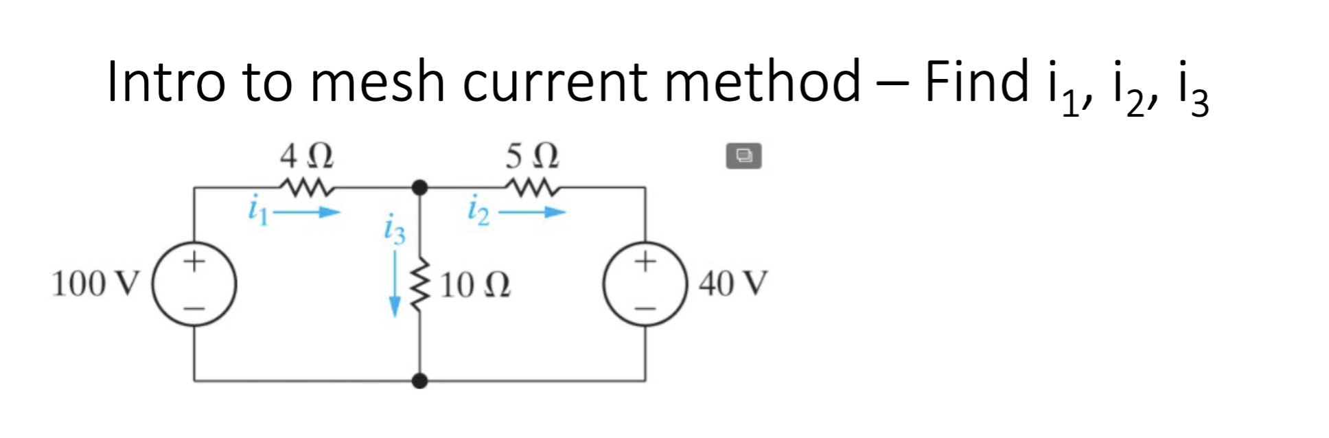 Solved Intro to mesh current method – Find iq, i2, iz 4.12 | Chegg.com