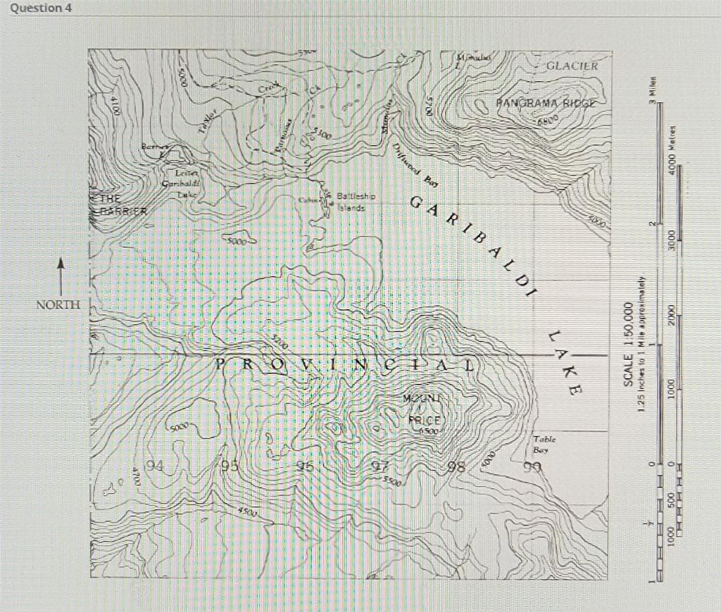 Solved The map above is an actual topographic map of the | Chegg.com