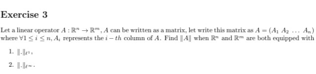 Solved Exercise 3 Let a linear operator A : Rn → R". A can | Chegg.com