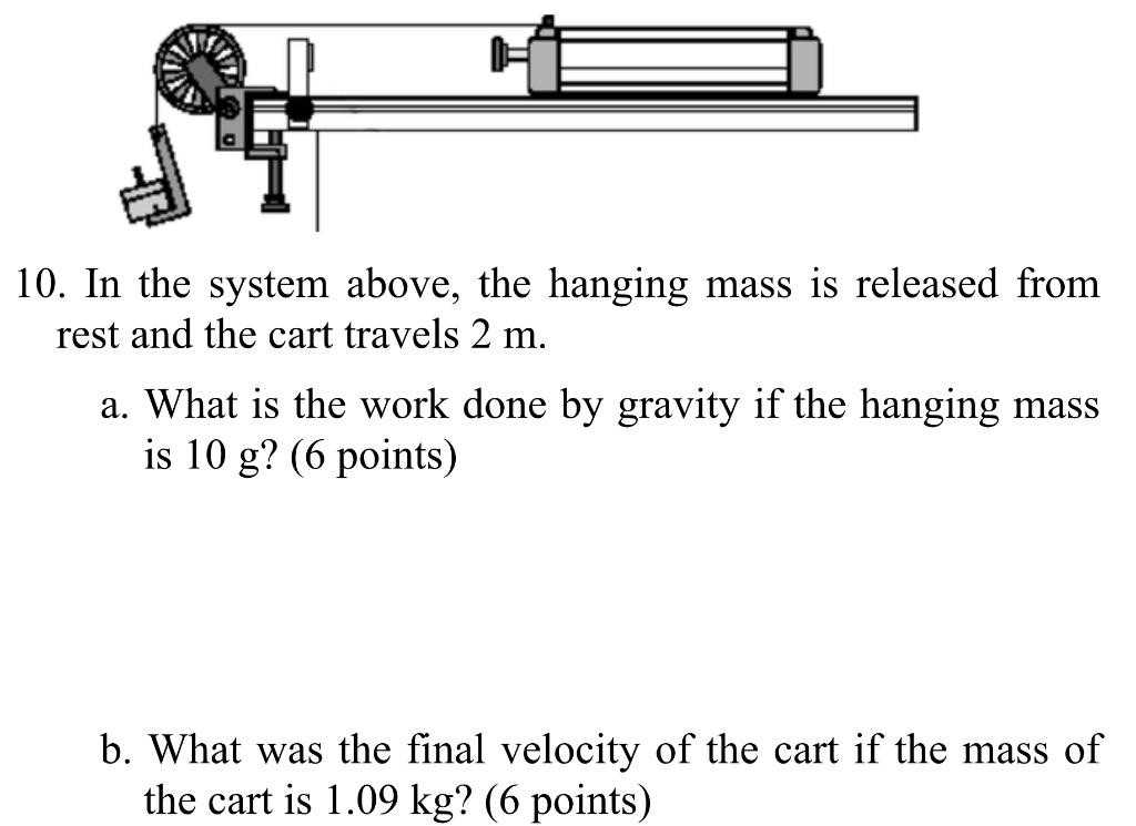 Solved 10. In the system above, the hanging mass is released | Chegg.com