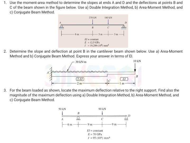 1. Use the moment-area method to determine the slopes | Chegg.com 1. Use the moment-area method to determine the slopes | Chegg.com