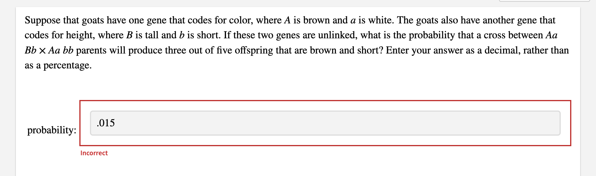 Solved Suppose that goats have one gene that codes for | Chegg.com