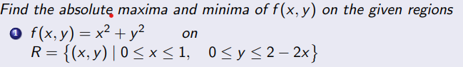 Solved Find the absolute maxima and minima of f(x,y) on the | Chegg.com
