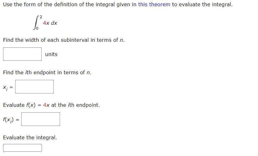 Solved Use the form of the definition of the integral given | Chegg.com