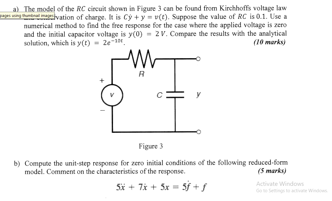 Solved a) The model of the RC circuit shown in Figure 3 can | Chegg.com