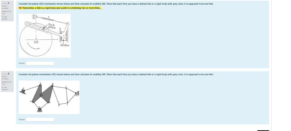Solved 3 Consider the planar (2D) mechanism shown below and | Chegg.com