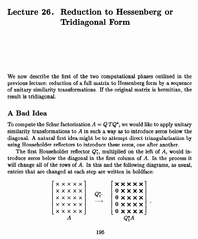 Solved Lecture 26. Reduction to Hessenberg or Tridiagonal | Chegg.com
