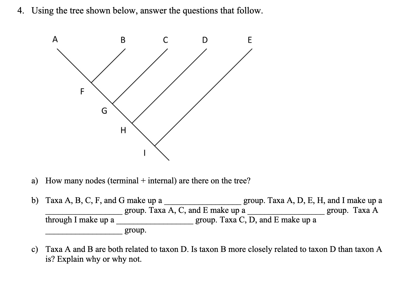 Solved 4. Using the tree shown below, answer the questions | Chegg.com