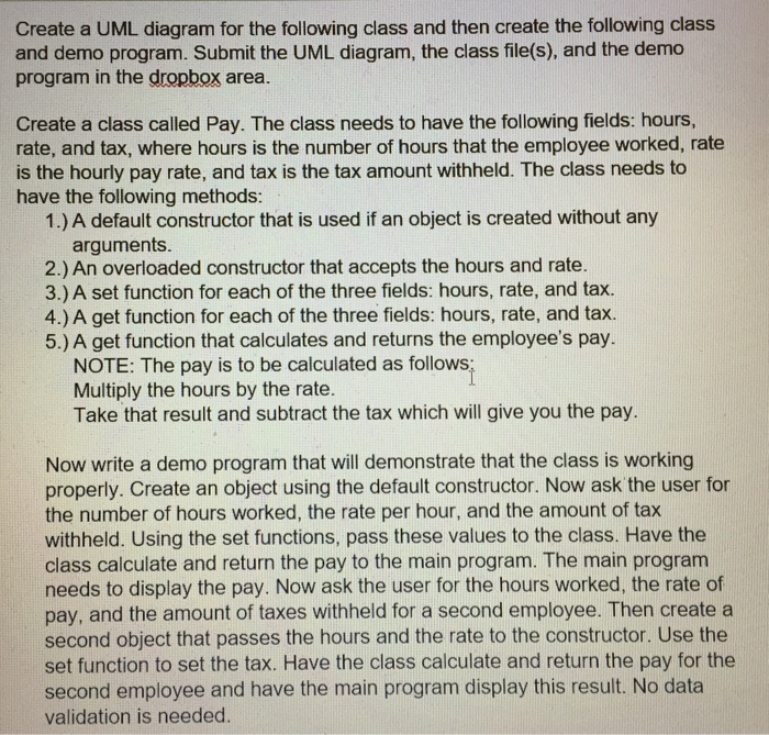 Solved Create a UML diagram for the following class and then | Chegg.com