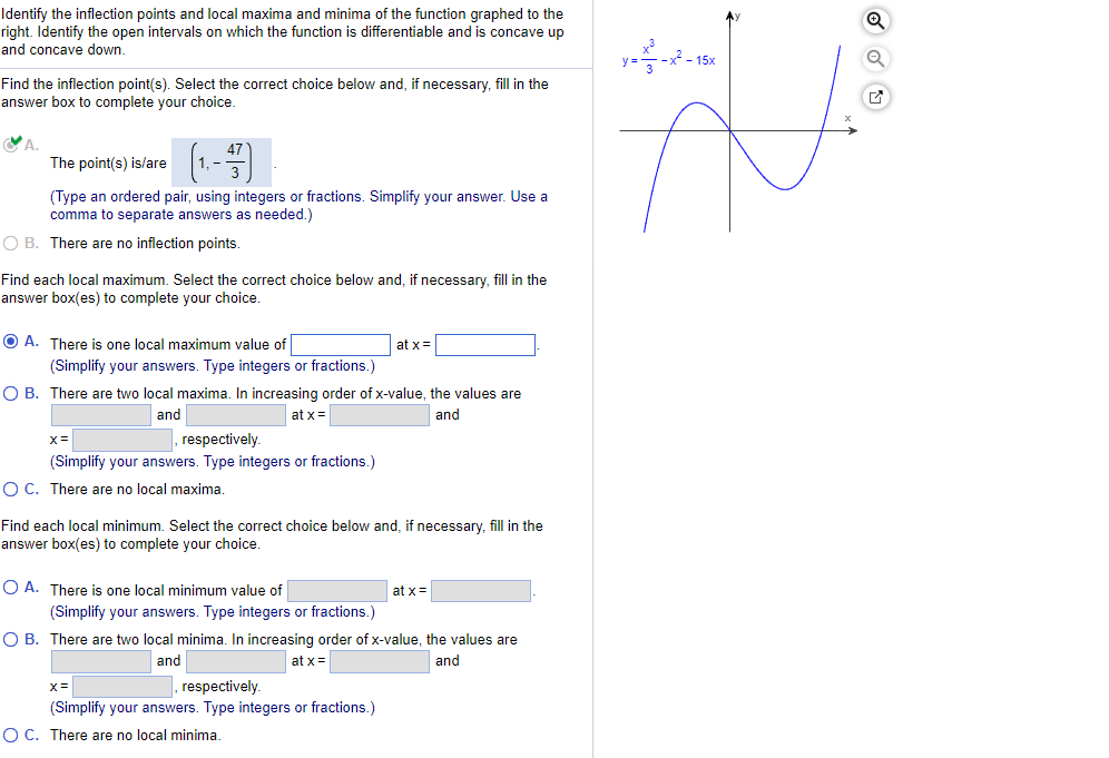 Solved Identify the inflection points and local maxima and | Chegg.com