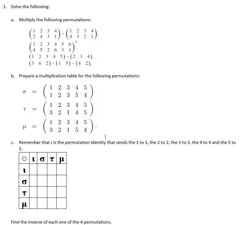 Solved 1. Solve the following: a. Multiply the following | Chegg.com