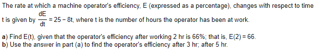 Solved The rate at which a machine operator's efficiency, | Chegg.com