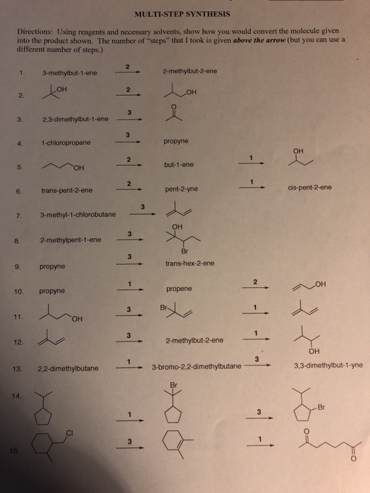 Solved MULTI-STEP SYNTHESIS Using reagents and necessary | Chegg.com