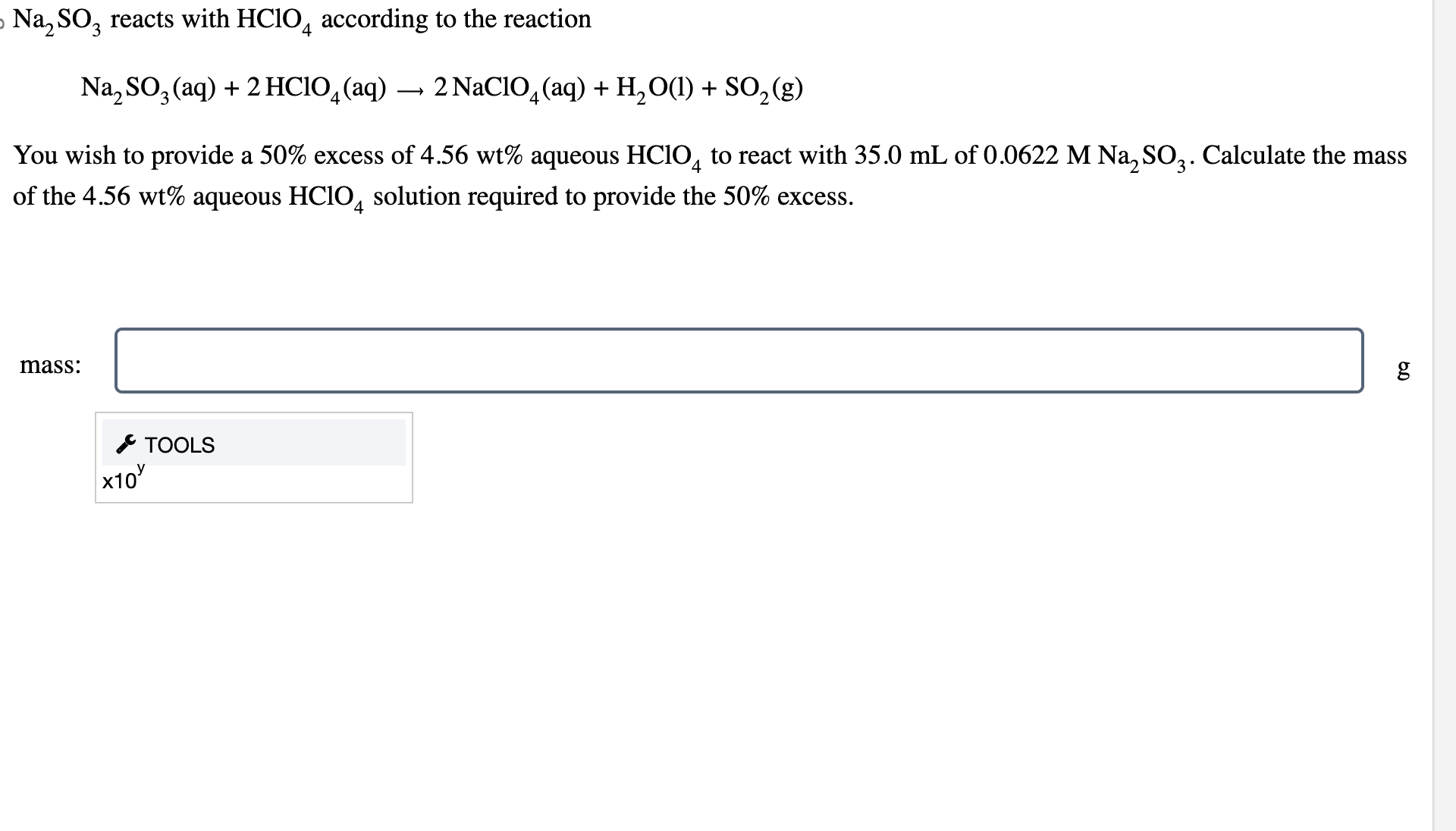 Solved Na2SO3 ﻿reacts with HClO4 ﻿according to the | Chegg.com