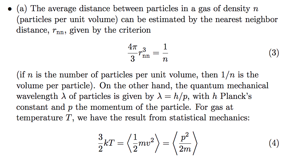 Solved » (a) The average distance between particles in a gas | Chegg.com