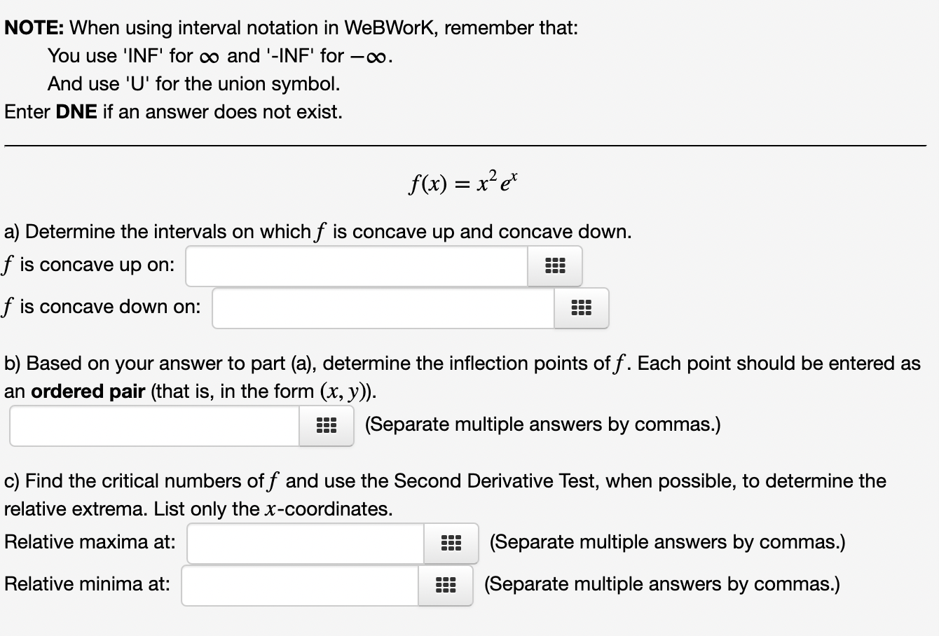 Solved NOTE: When using interval notation in WeBWorK, | Chegg.com