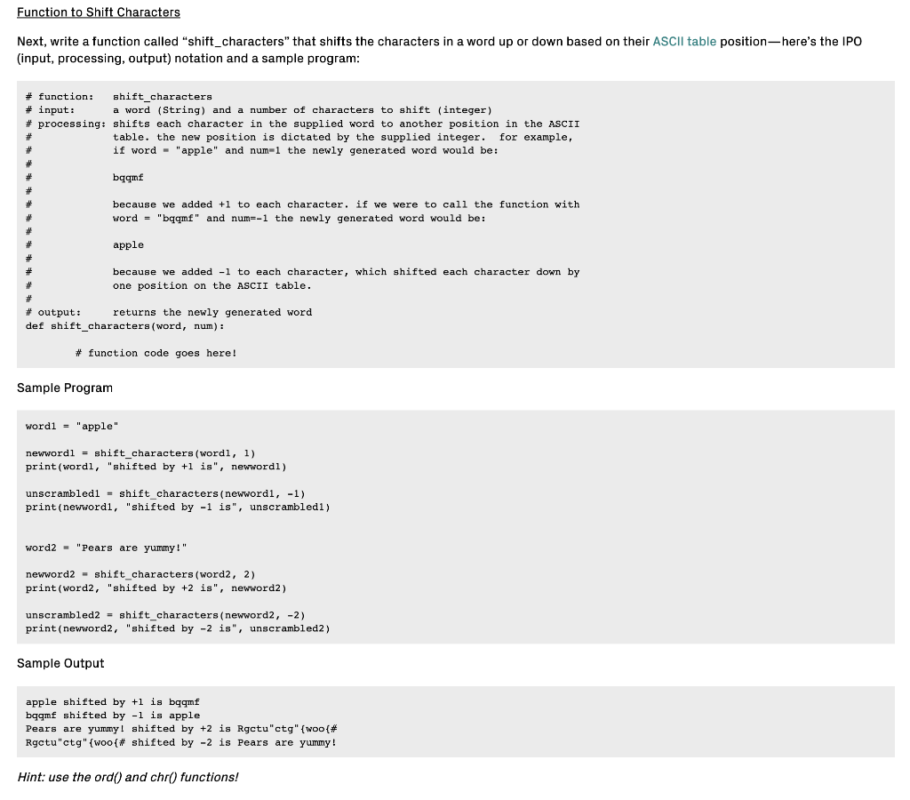 Solved For this program, you will be writing a series of | Chegg.com