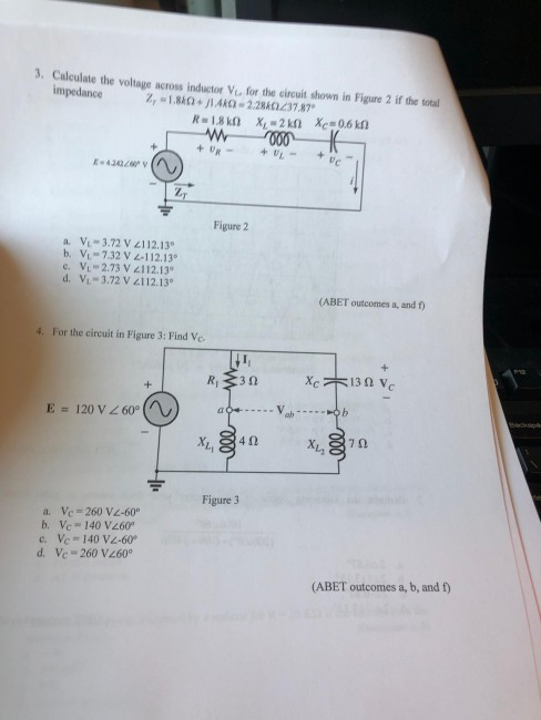 Solved 3. Calculate the voltage across inductor Vi, for the | Chegg.com