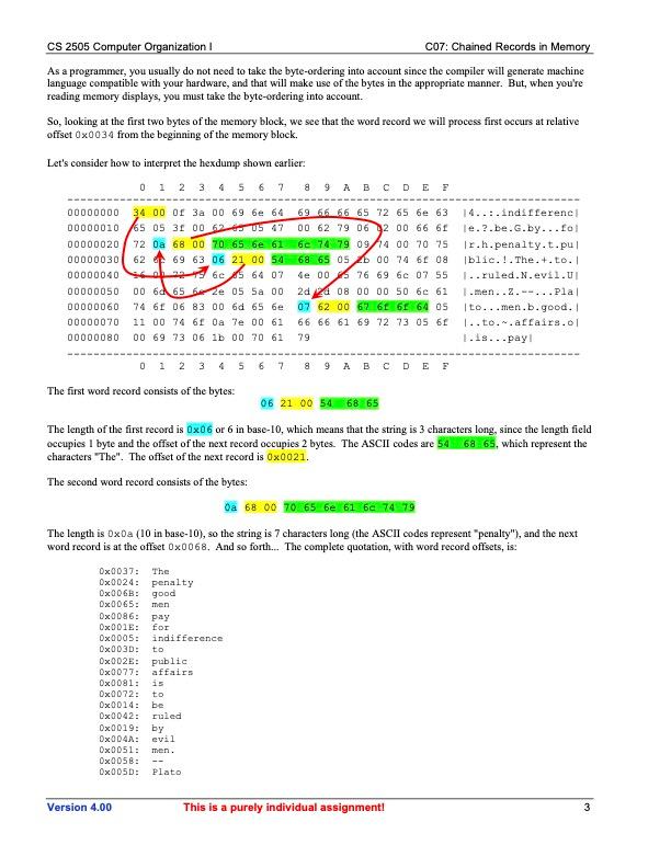 CS 2505 Computer Organization ! CO7: Chained Records | Chegg.com
