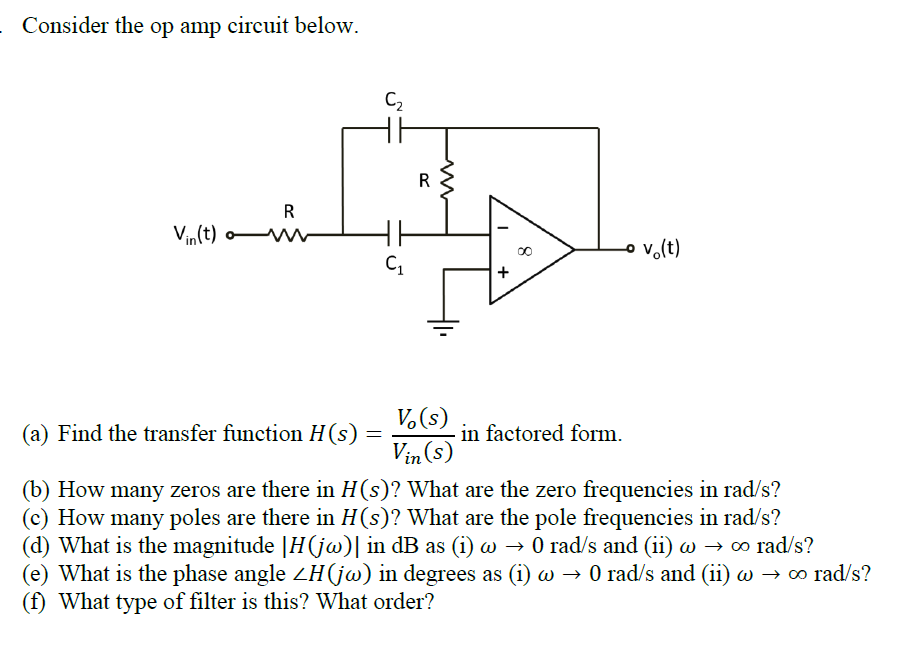 Solved Consider the op amp circuit below. (a) Find the | Chegg.com