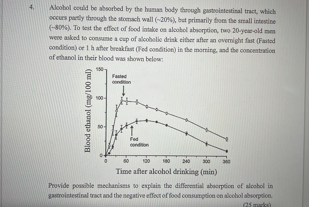 Solved Alcohol could be absorbed by the human body through | Chegg.com