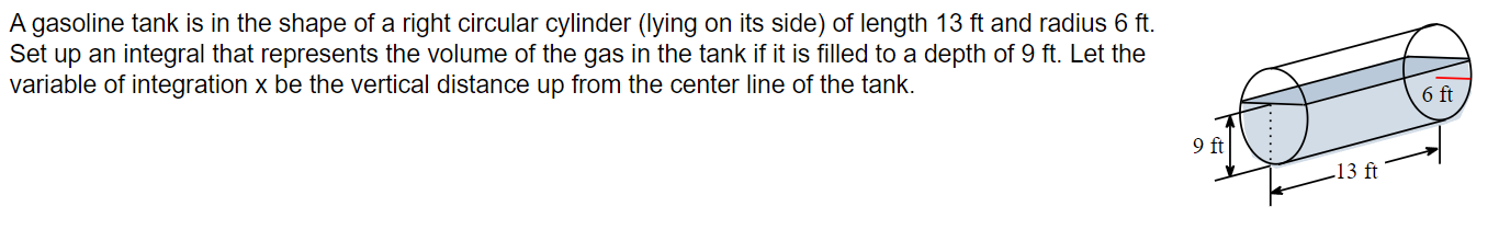 Solved A gasoline tank is in the shape of a right circular | Chegg.com