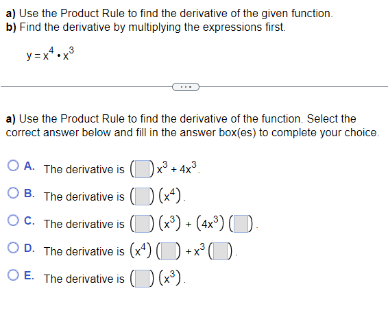 Solved a) Use the Product Rule to find the derivative of the | Chegg.com