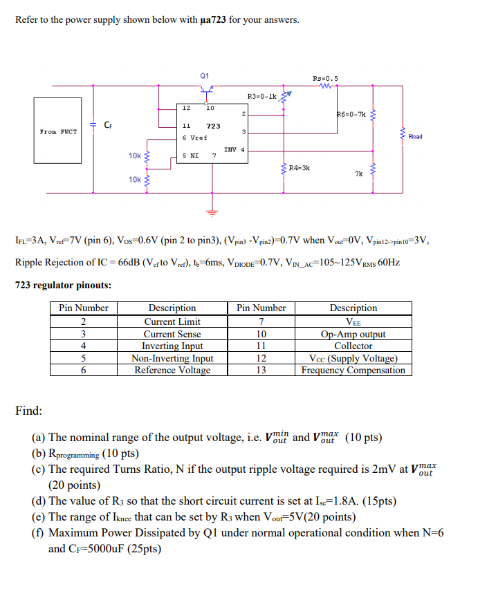Refer to the power supply shown below with ua723 for | Chegg.com
