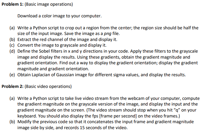 Problem 1: (Basic image operations) Download a color | Chegg.com