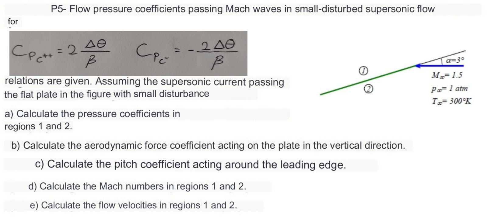 Solved P5- Flow pressure coefficients passing Mach waves in | Chegg.com