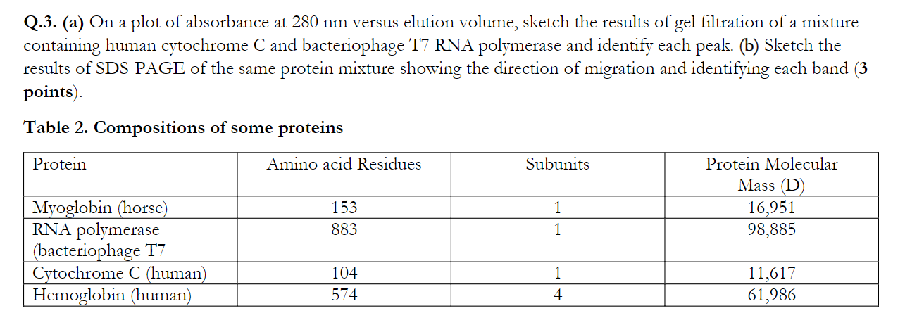 Solved Q.3. (a) On a plot of absorbance at 280 nm versus | Chegg.com