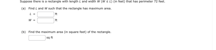 Solved Suppose there is a rectangle with length L and width | Chegg.com
