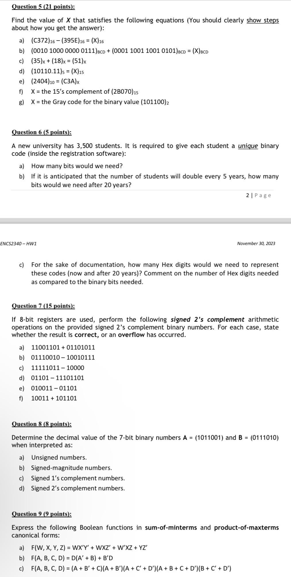 Solved Question 5 (21 ﻿points):Find the value of x ﻿that | Chegg.com