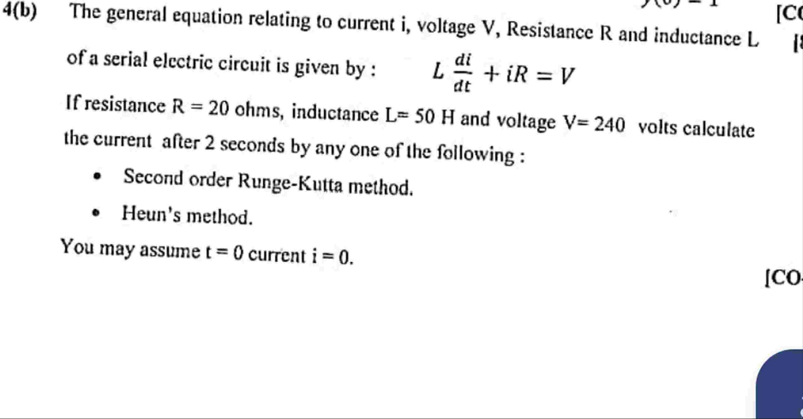 Solved 4(b) ﻿The general equation relating to ﻿current i , | Chegg.com