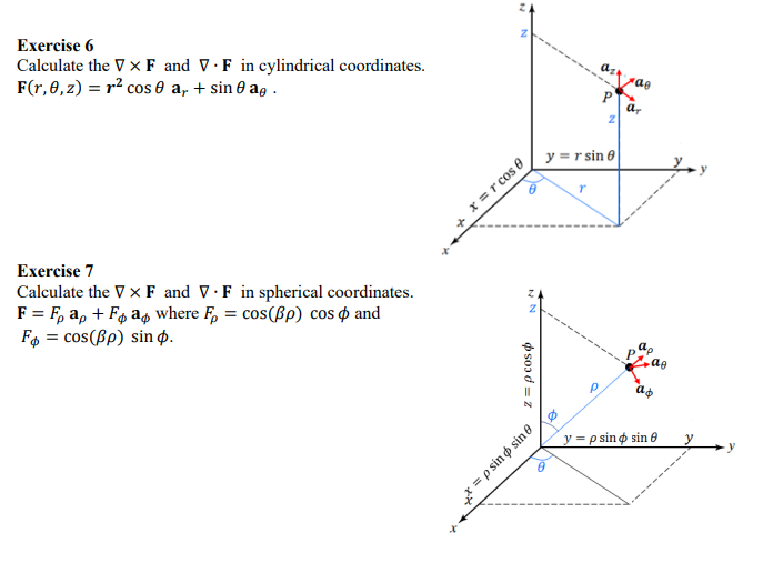 Solved Exercise 6 Calculate the ∇×F and ∇⋅F in cylindrical | Chegg.com