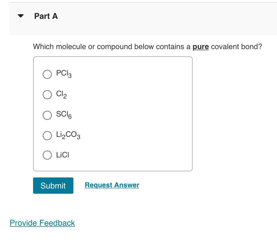 Solved Which molecule or compound below contains a pure | Chegg.com