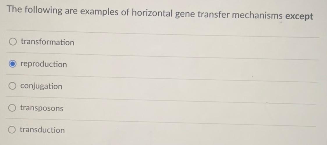 Solved The following are examples of horizontal gene | Chegg.com
