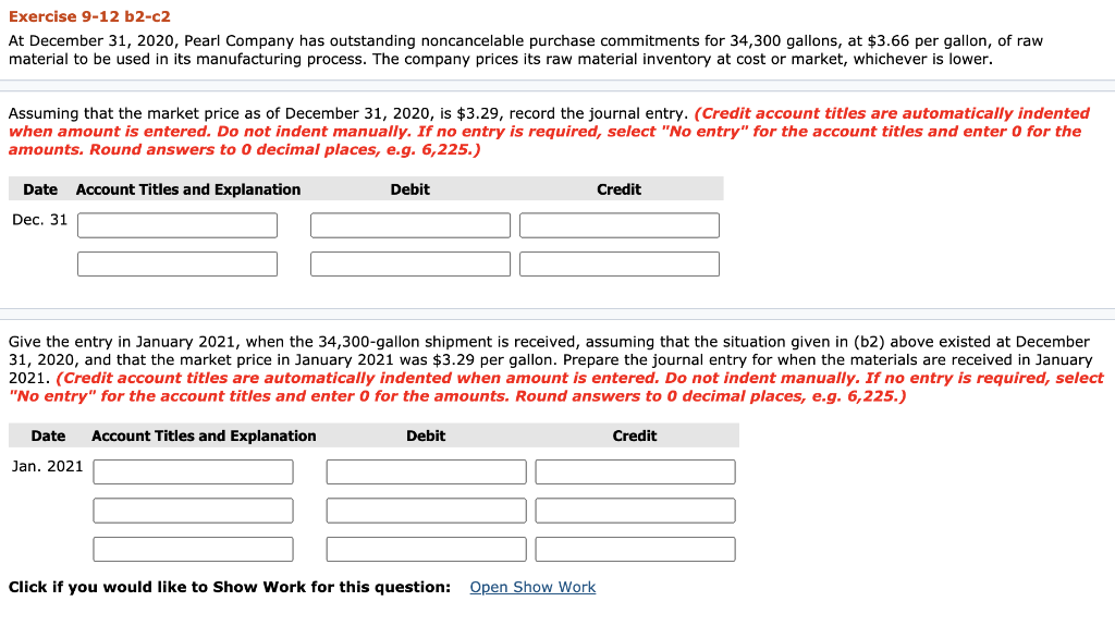 Solved Exercise 9-12 b2-c2 At December 31, 2020, Pearl | Chegg.com