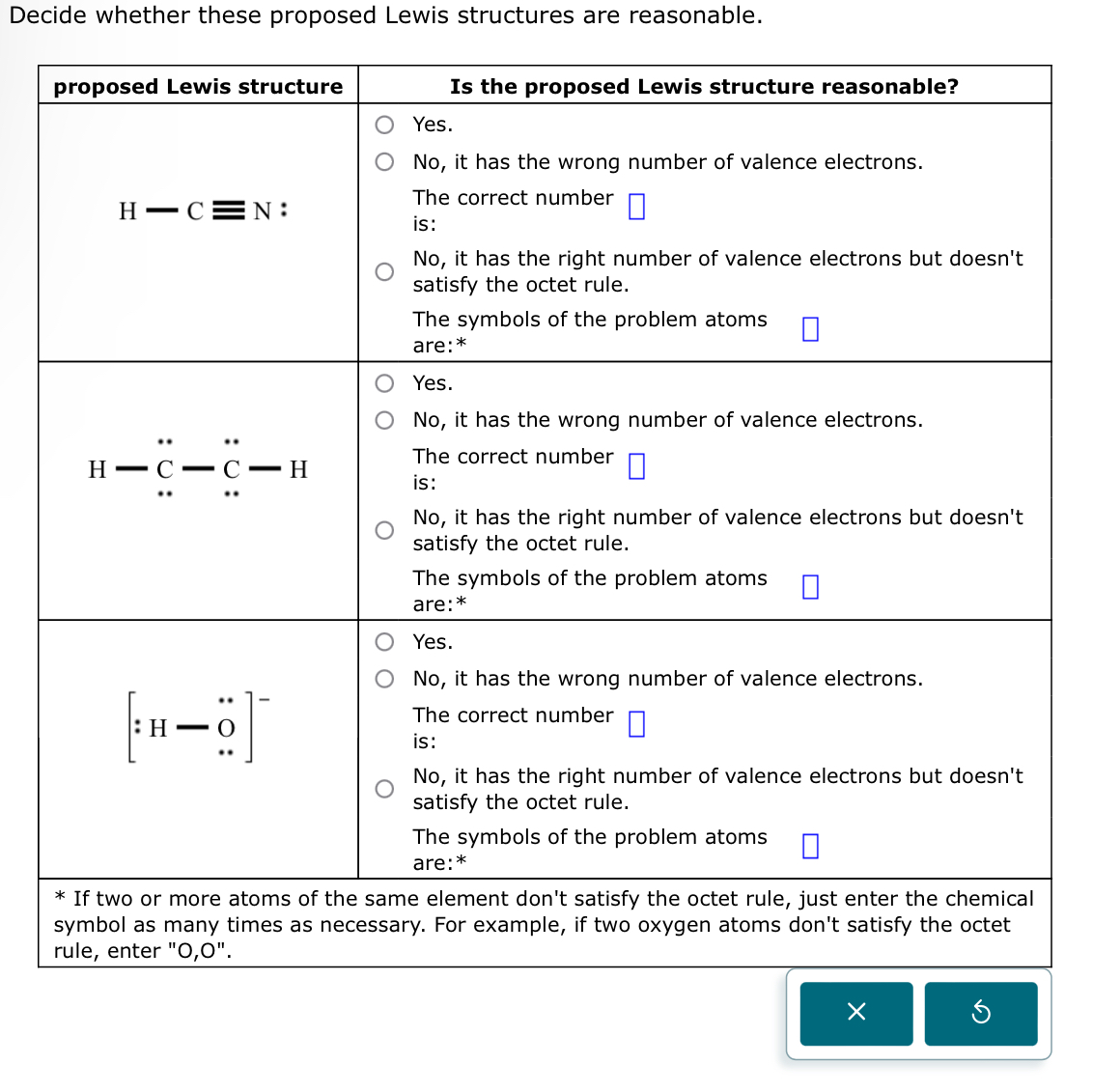 Solved Decide whether these proposed Lewis structures are | Chegg.com