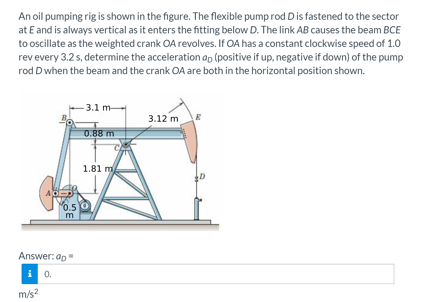 Solved An oil pumping rig is shown in the figure. The | Chegg.com