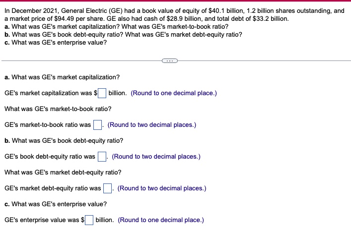 Solved In December 2021, General Electric (GE) had a book | Chegg.com