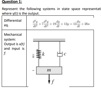 Solved Represent the following systems in state space | Chegg.com