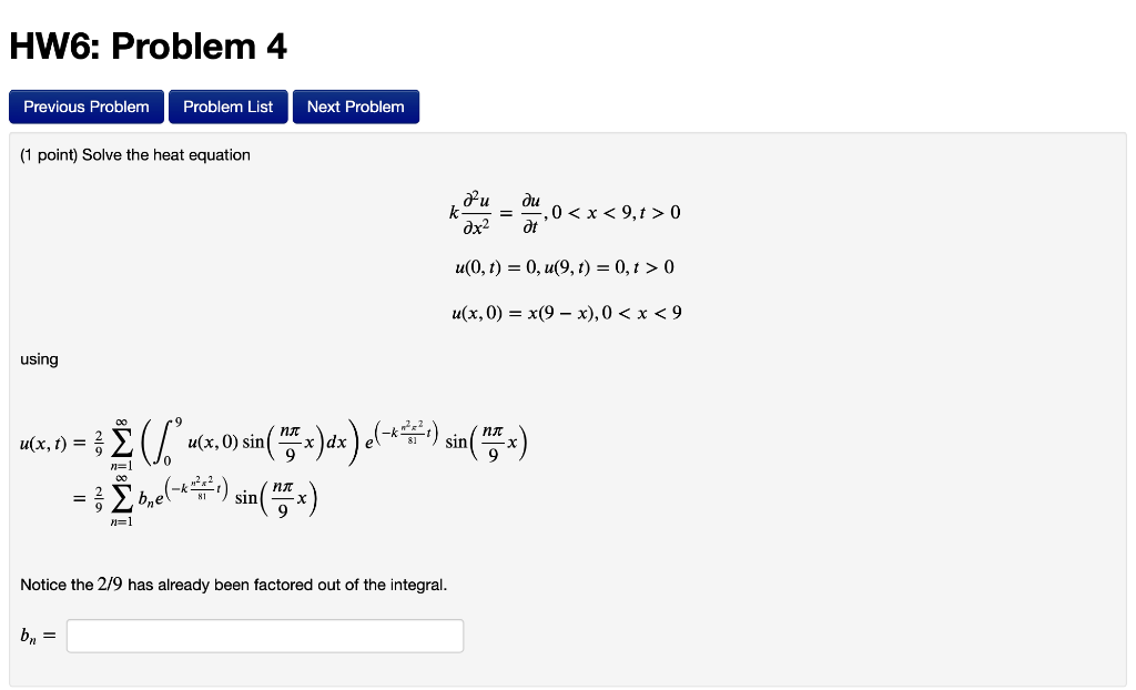 Solved HW6: Problem 4 Previous Problem Problem List Next | Chegg.com