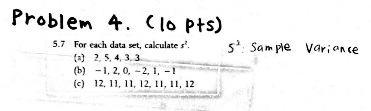Solved 5.7 For each data set, calculate s2.52 : Sample | Chegg.com