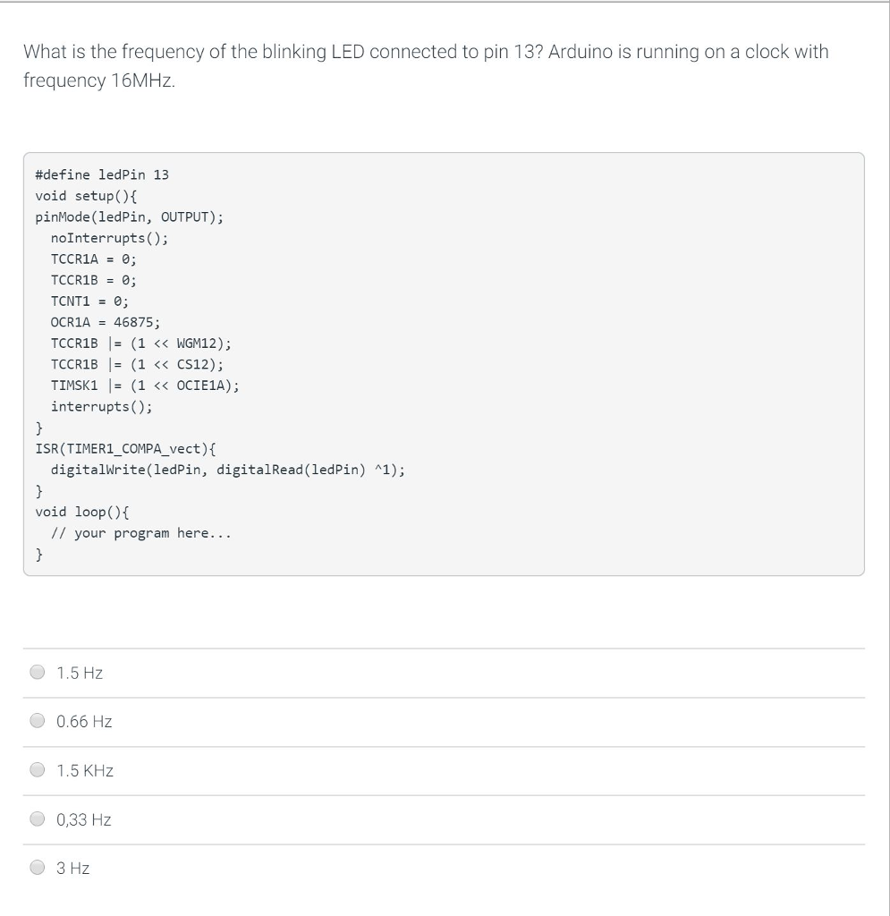 What is the frequency of the blinking LED connected | Chegg.com