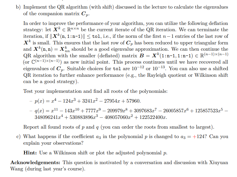 Solved (Computing Roots of Polynomials): For given degree | Chegg.com