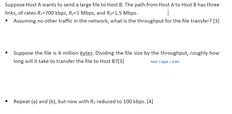 Solved Suppose Host A wants to send a large file to Host B. | Chegg.com