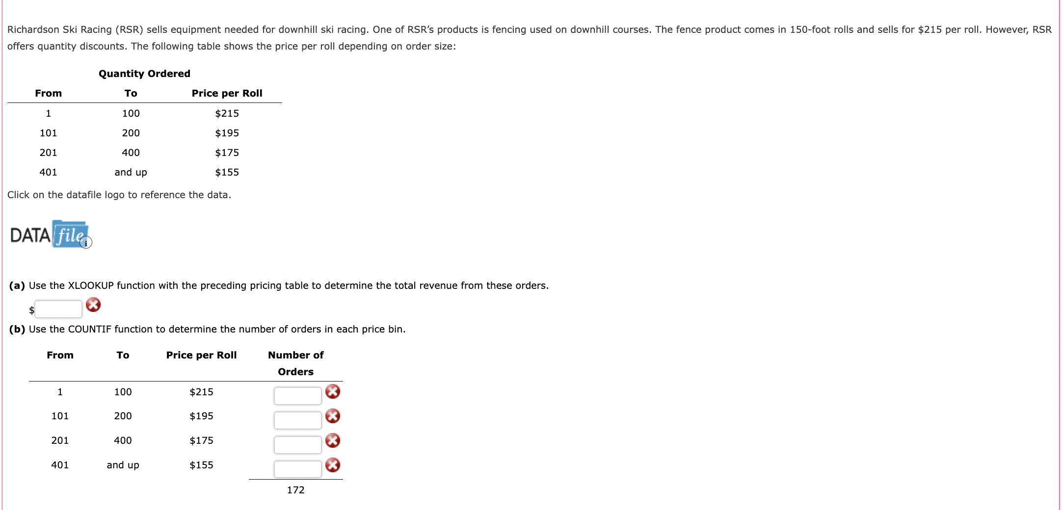 offers quantity discounts. The following table shows | Chegg.com
